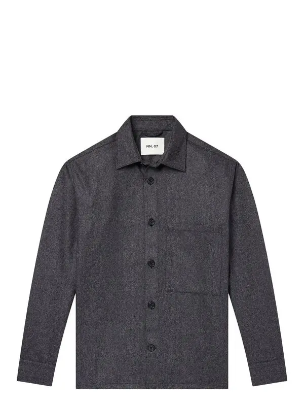 Nn07 Freddy Herringbone Wool-blend Shirt - Gray