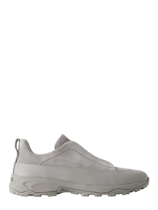 Zegna Triple Stitch™ Monte Leather-trimmed Suede Slip-on Sneakers - Gray