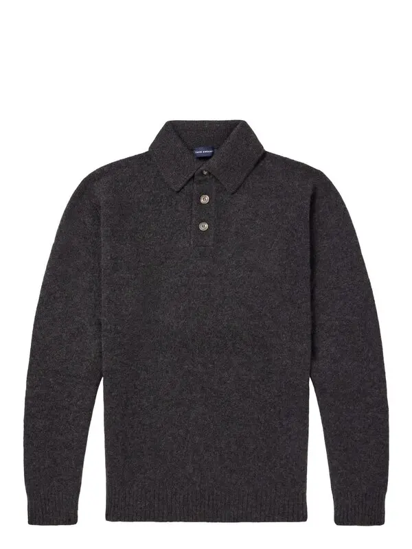 Thom Sweeney Cashmere And Silk-blend Polo Shirt - Gray