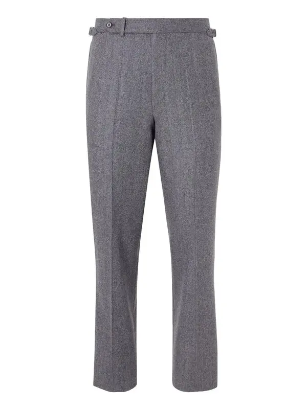 Dunhill Straight-leg Herringbone Wool And Cashmere-blend Trousers - Gray