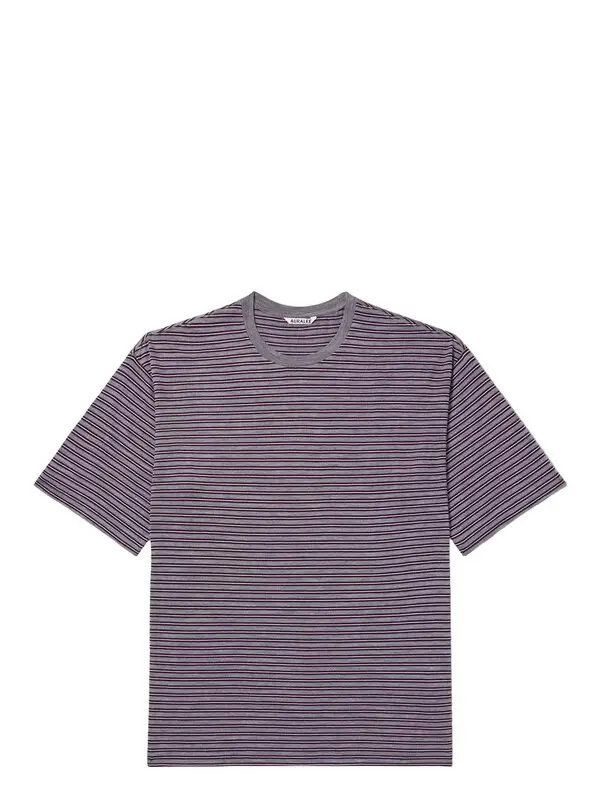 Auralee Striped Wool-jersey T-shirt - Gray