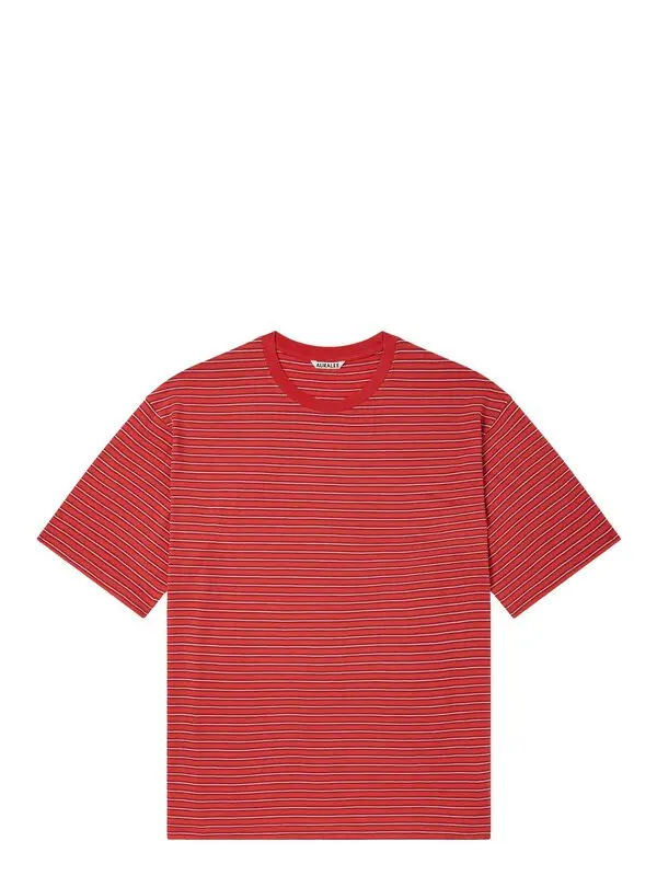 Auralee Striped Wool-jersey T-shirt - Red