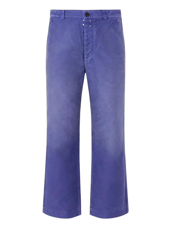 Auralee Straight-leg Garment-dyed Cotton-moleskin Trousers - Blue