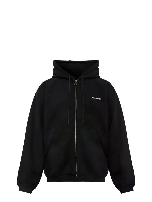 Carhartt Work In Progress Ebbert Logo-embroidered Zip-up Hoodie - Black