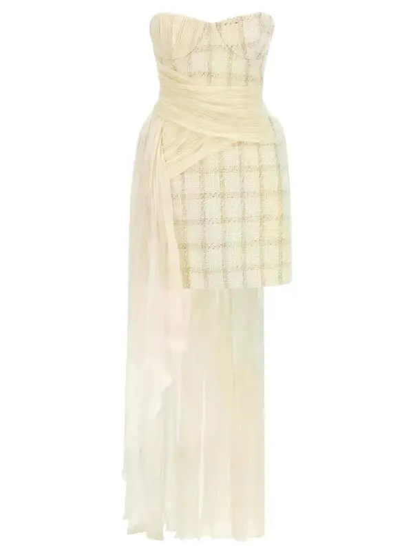 Elisabetta Franchi Tweed Mini Dress - Neutrals
