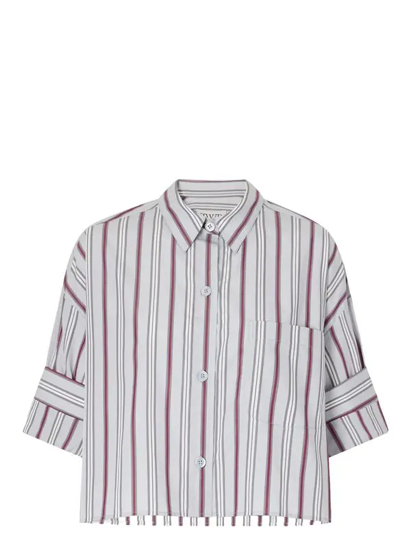 TWP Next Ex Cropped Striped Cotton-poplin Shirt - Blue