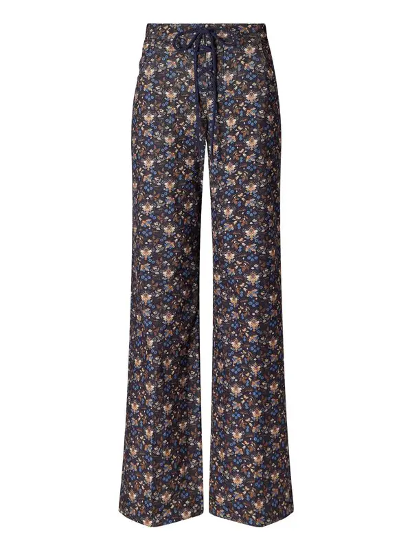 Alix Of Bohemia Cooper Indigo Kilim Floral-print Cotton-corduroy Flared Pants - Multi