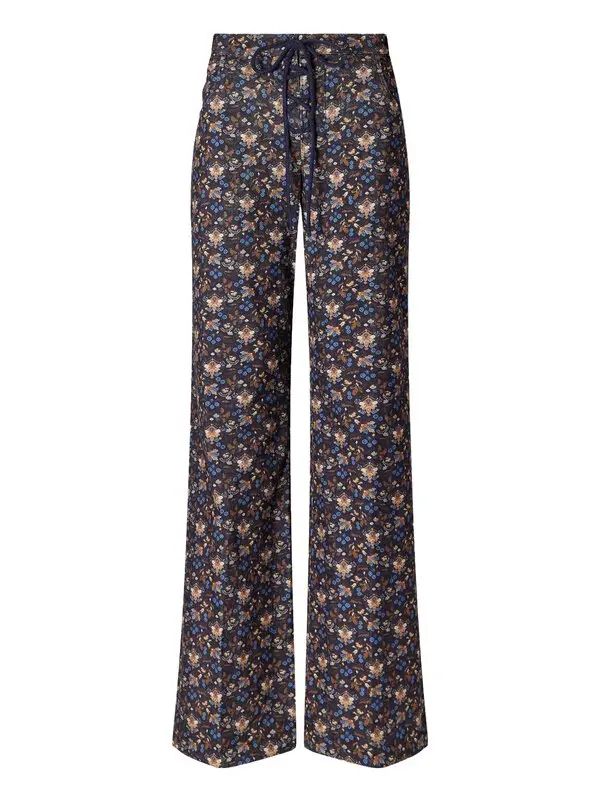Alix Of Bohemia Cooper Indigo Kilim Floral-print Cotton-corduroy Flared Pants - Multi