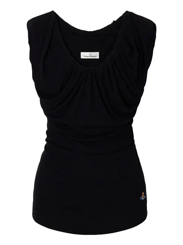 VIVIENNE WESTWOOD Ginnie Gathered Ribbed Jersey Blouse - Black