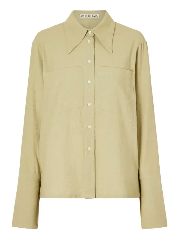 Alix Of Bohemia Delta Textured Cotton Shirt - Green