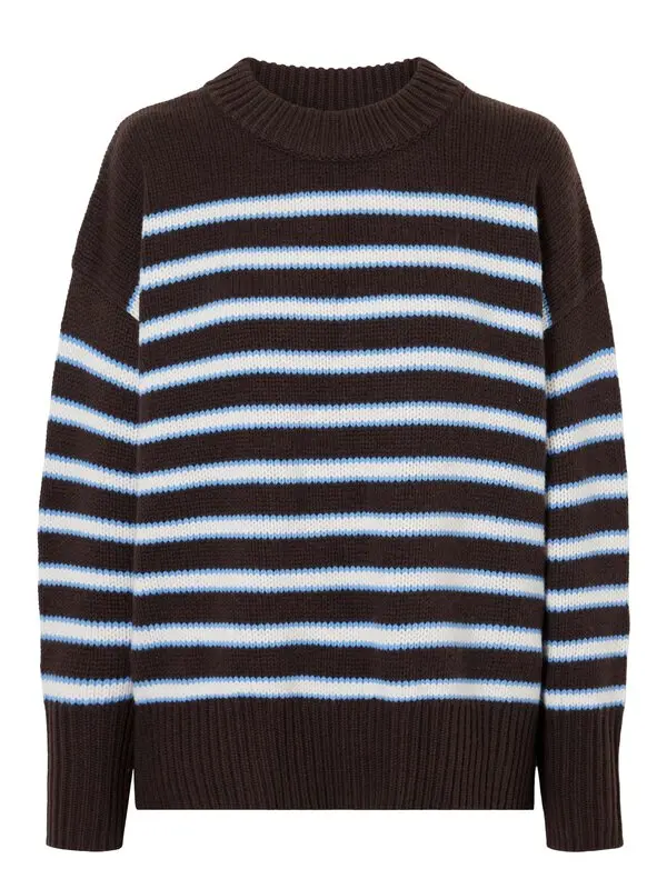LA LIGNE Marin Striped Wool And Cashmere-blend Sweater - Brown