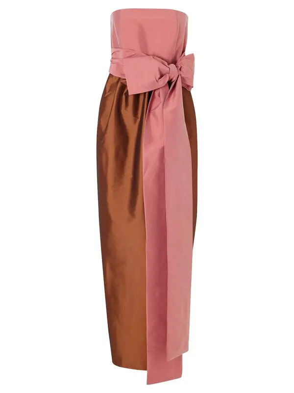 Bernadette Lina Strapless Tie-detailed Taffeta Gown - Multi
