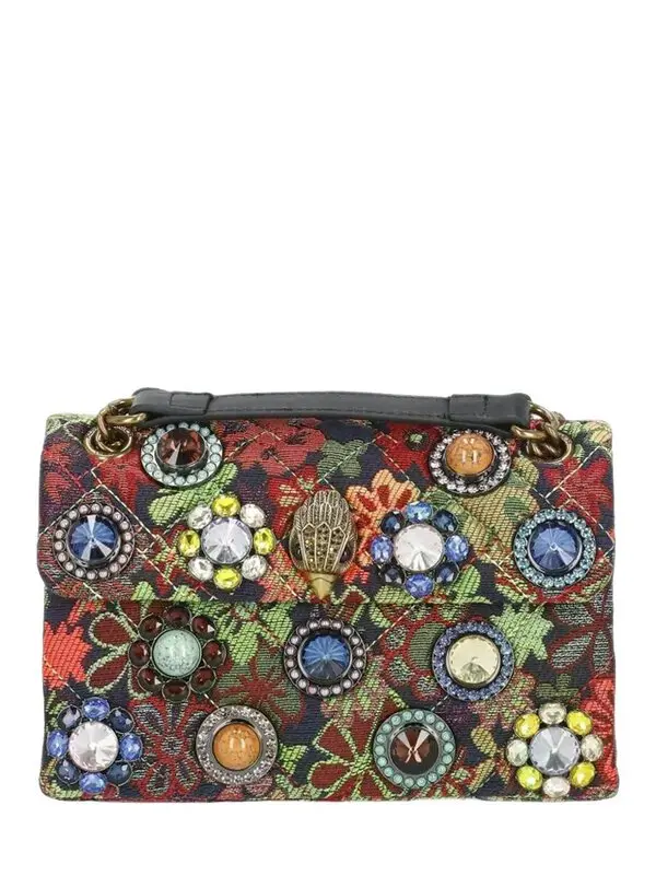Kurt Geiger Kensington Crystal-embellished Floral Shoulder Bag - Blue