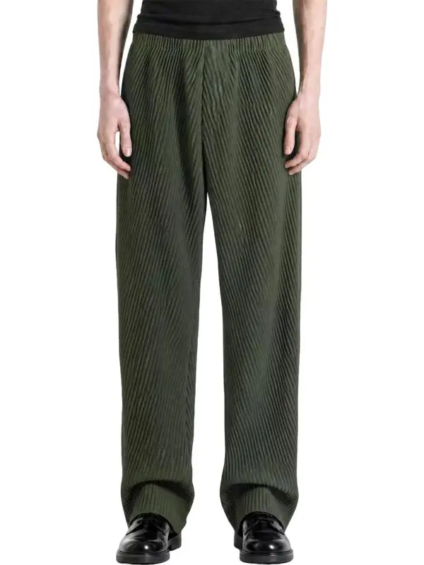 Issey Miyake Plissé-effect Straight-leg Trousers - Green