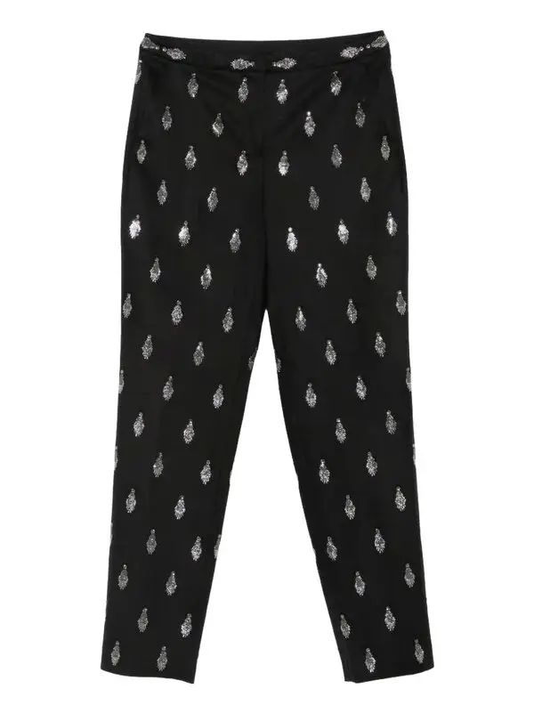 GENNY Rhinestone-embellished Tailored Trousers - Black