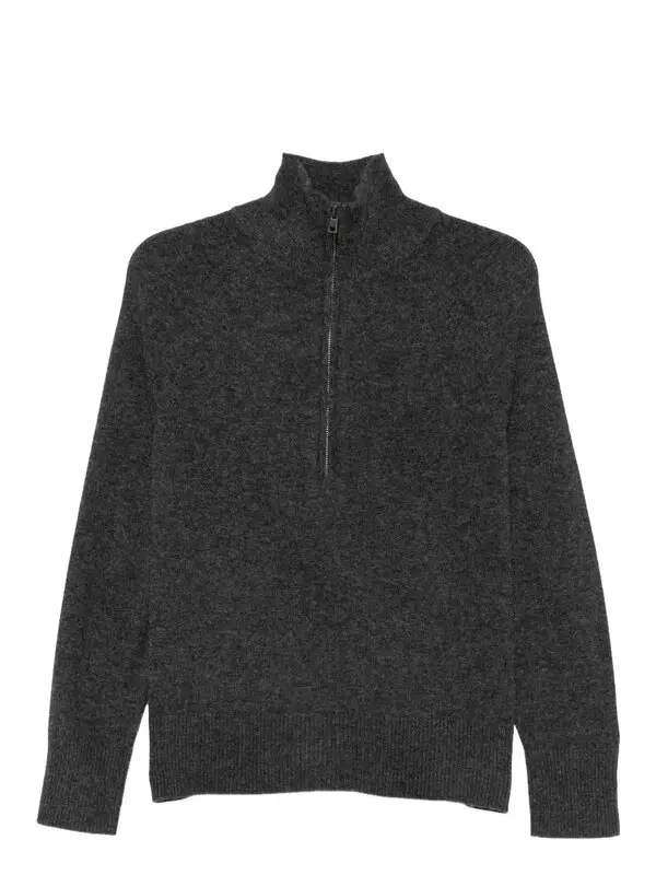 Alpha Studio Quarter-zip Knitted Sweater - Grey