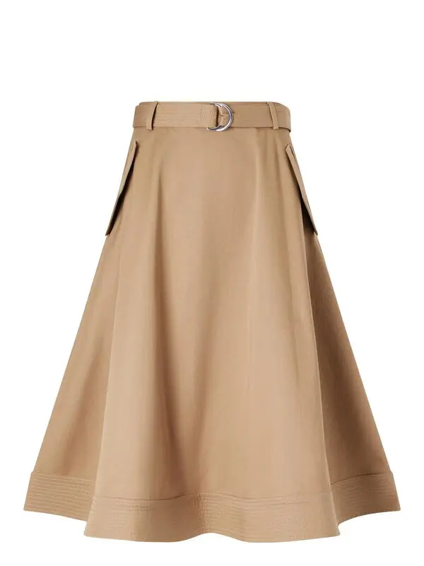 TWP Pure Intentions Belted Cotton-drill Midi Skirt - Brown