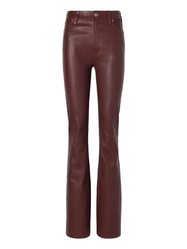 FRAME The Leather Reboot High-rise Flared Pants - Brick