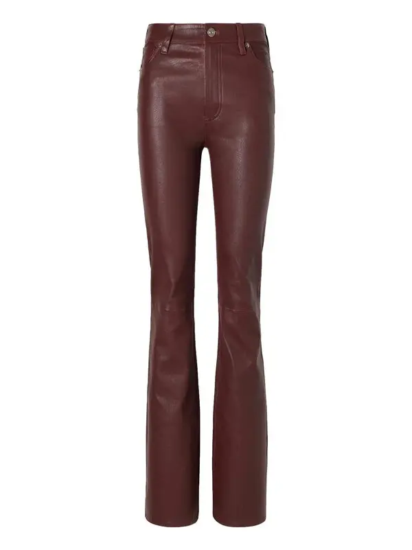 FRAME The Leather Reboot Paneled High-rise Flared Pants - Red