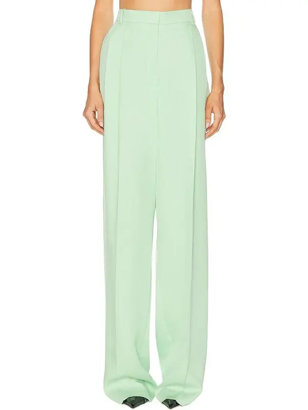 TOM FORD High Waist Wide Leg Pleated Pant In Mint - Pale Mint