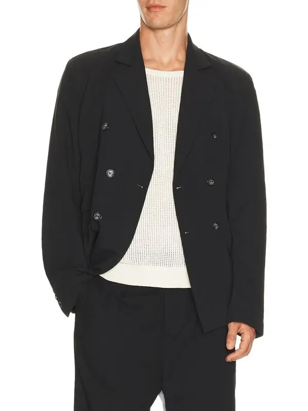 PALMES Double Breasted Wool Blazer - Black