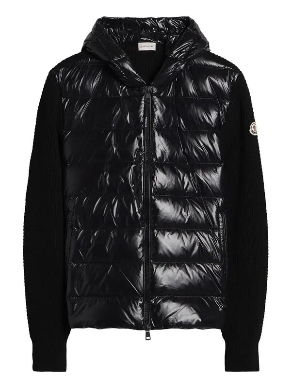 Moncler Hybrid Wool Cashmere Padded Jacket - Black