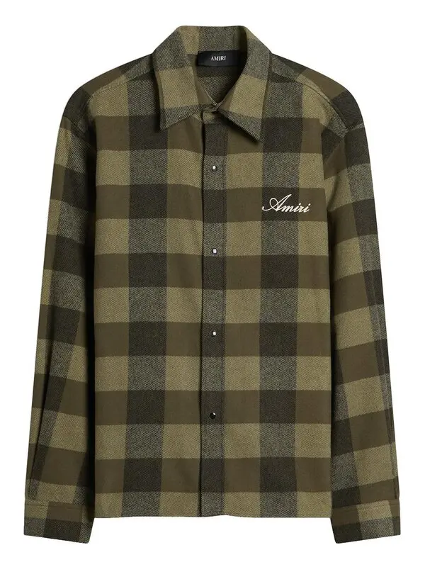Amiri Heavy Flannel Check Shirt - Deep Olive