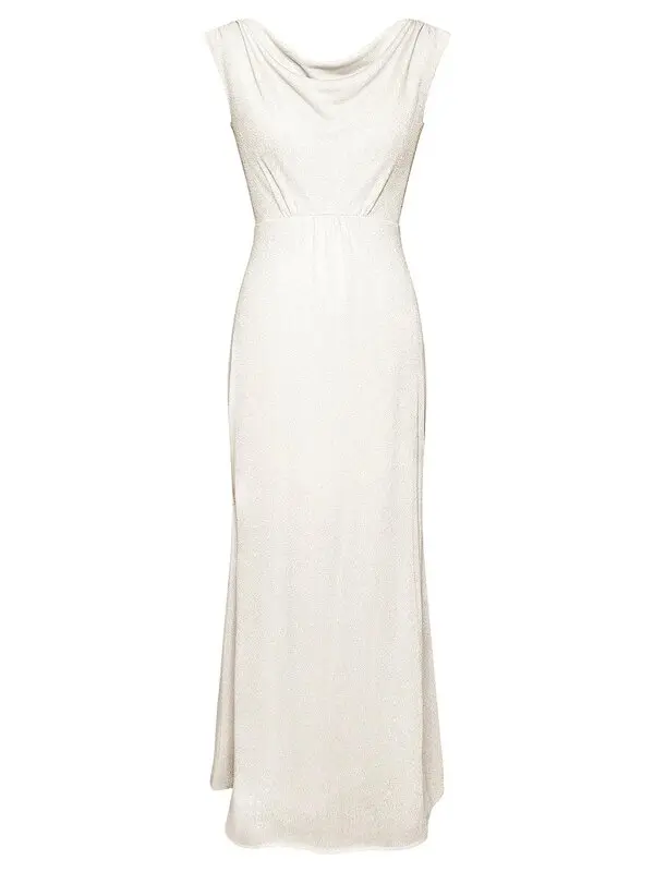 ALIE STREET LONDON Cruise Cowl Neck Maxi Dress Moonstone Shimmer - Silver