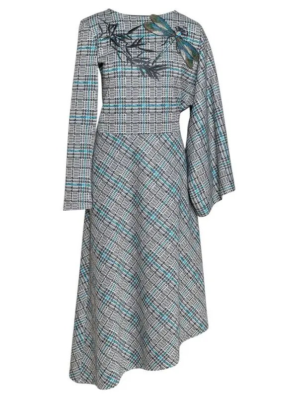 ARTISTA Blue / Grey Selena Asymmetric Midi Dress - Blue/grey
