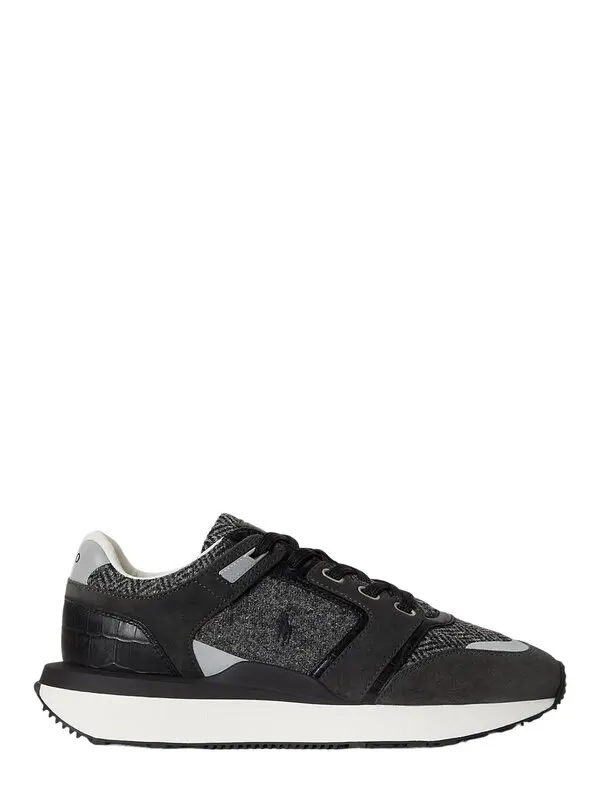 Ralph Lauren Train 89 V2 Suede & Tweed Sneaker - Black/grey Multi