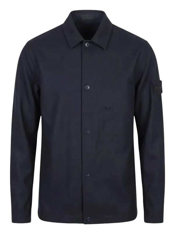 Stone Island Logo-patch Button-up Shirt - Blue