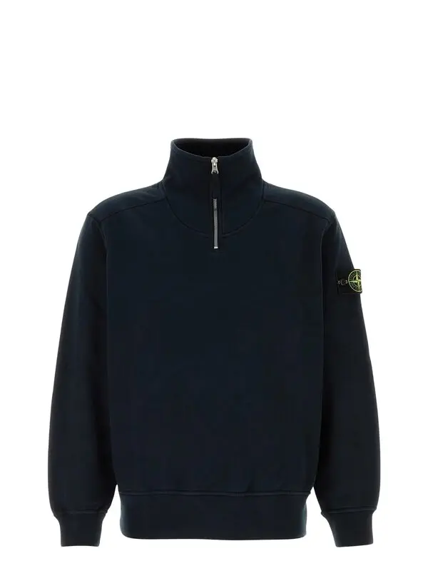 Stone Island Quarter-zip Funnel Neck Sweatshirt By - Blue