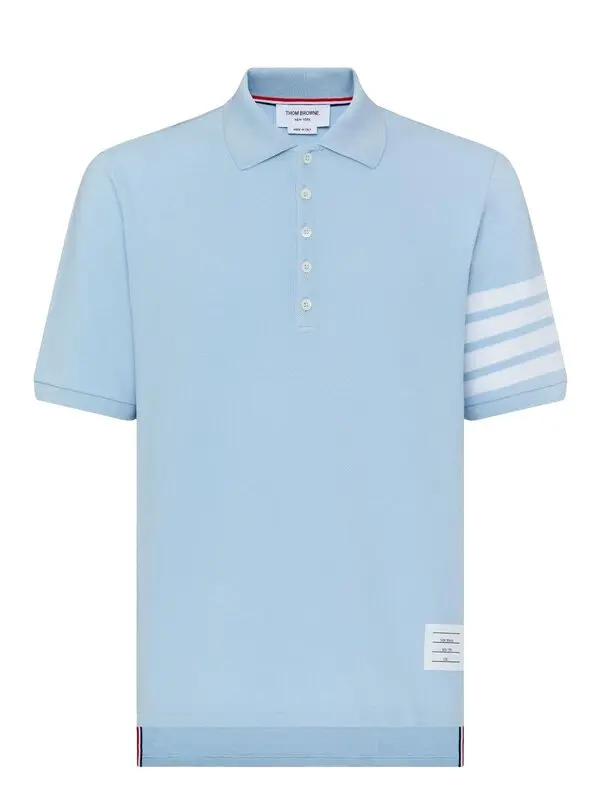 Thom Browne Cotton Polo Shirt - Sky Blue