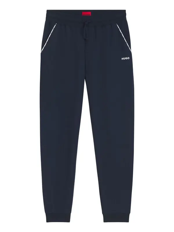 Hugo Cotton-blend Cuffed Sweatpants With Logo Piping - Dark Blue