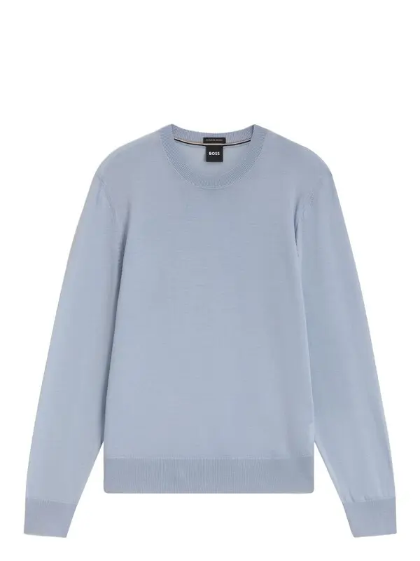 BOSS Merino Wool Sweater In A Regular Fit - Light Blue