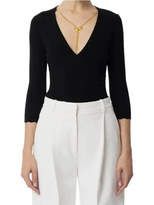 Elisabetta Franchi Knitted Top - Black