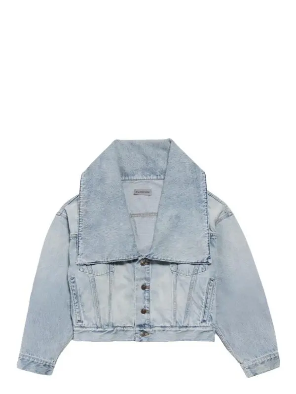 Balenciaga Standing Collar Boxy Denim Jacket - Light Bleu