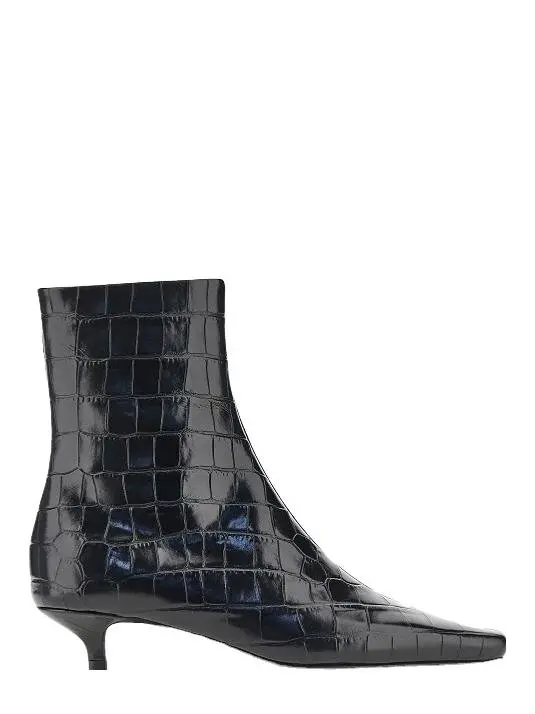 TOTEME Croc-effect Pointed-toe Boots - Black