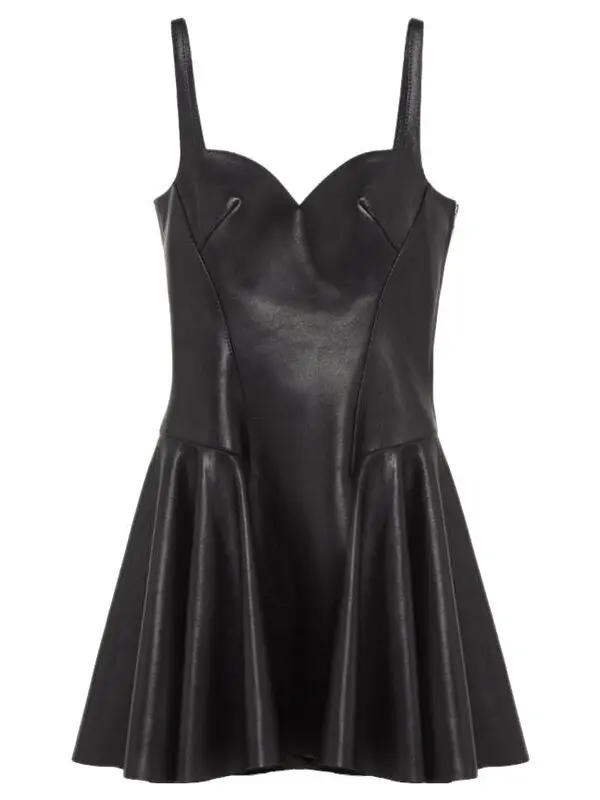Alexander McQueen Leather Mini Dress - Black