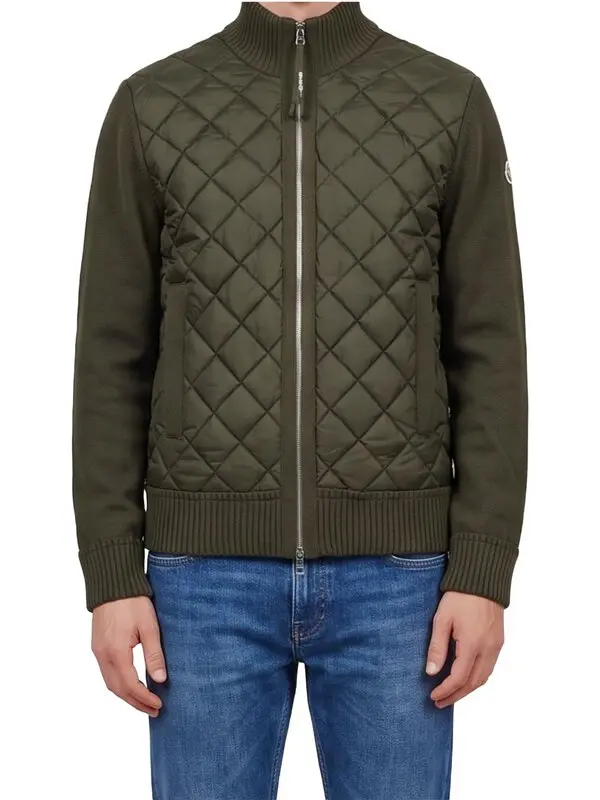 Moncler Logo Patch Zip-up Padded Cardigan - Green