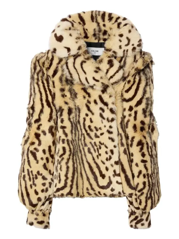 Celine Cheetah Jacket In Shearling - Ebony
