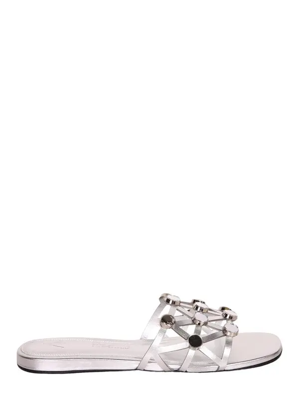 Attico Embellished Open Toe Sandals - Metallic