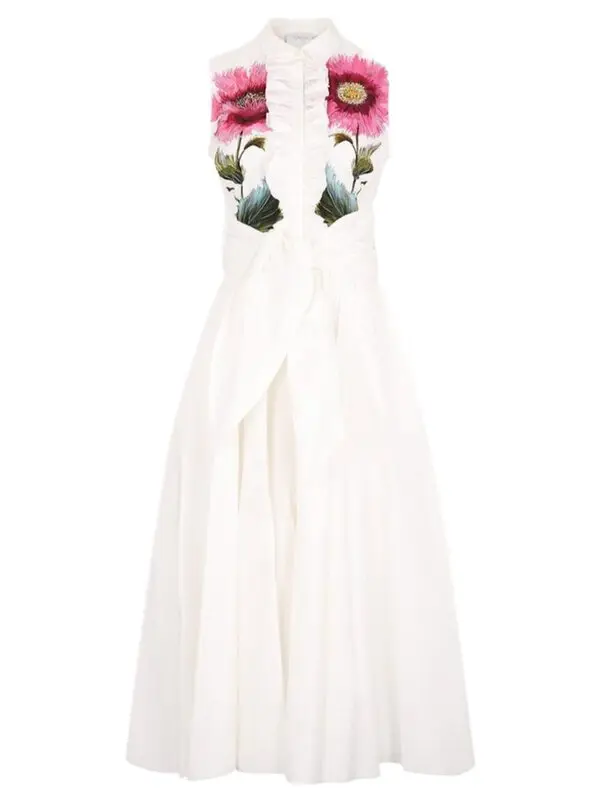 Giambattista Valli Botanic Blow Up Long Sleeveless Shirt Dress - No