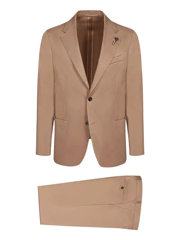 LARDINI Poplin Two-button Suit - Beige