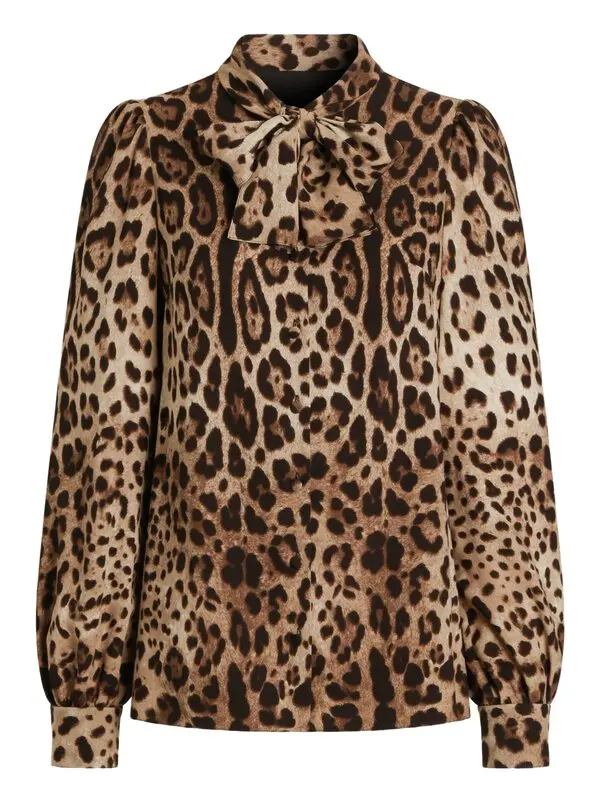 Dolce & Gabbana Leo-print Silk Charmeuse Shirt - Multi-color