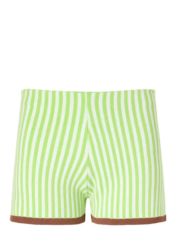 HAIGHT. Bella Striped Cotton-blend Shorts - Green