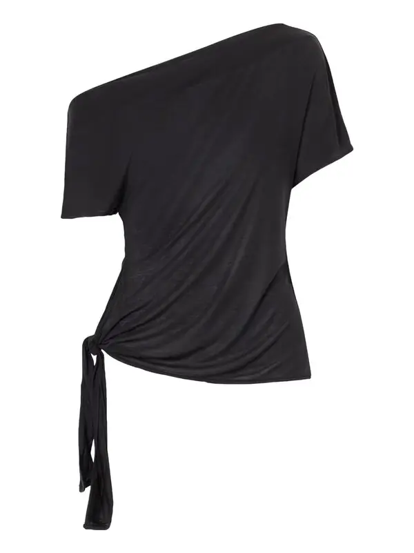 ST. AGNI Single-shoulder Design Top - Black