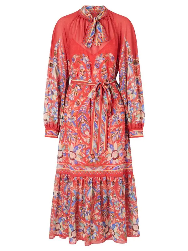Etro Floral-print Chiffon Midi Dress - Red