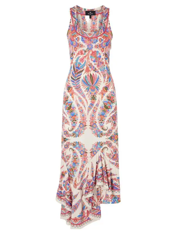 Etro Satin-jersey Midi Dress - Multicolor