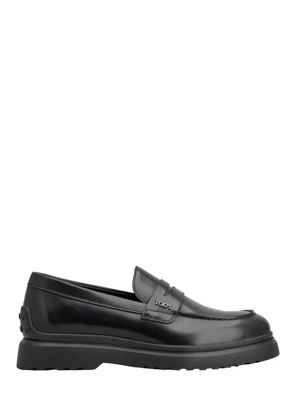 TOD'S Moc Lettering Carrarmato Moccasins - Black